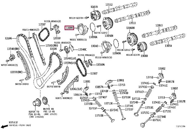 1309038020 Toyota - Motor assy, cam timing control w edu, rh 13090 ...